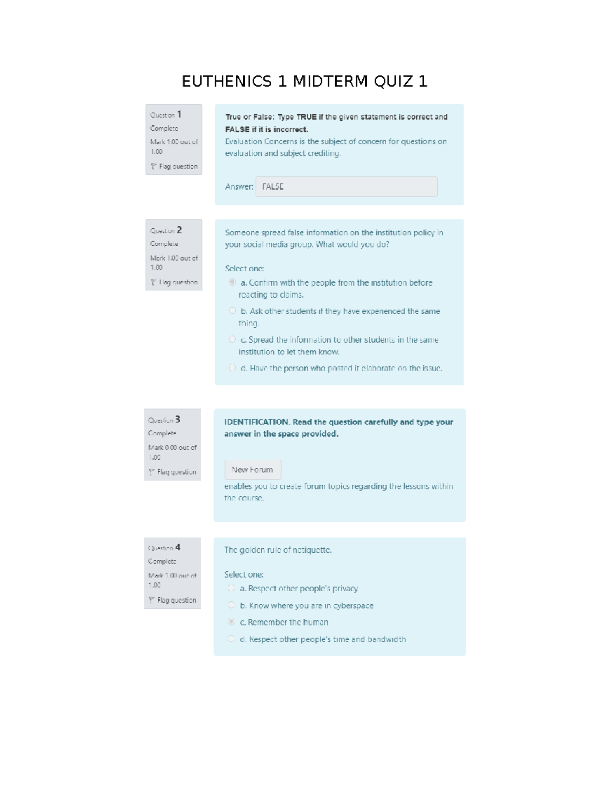 Euthenics 1 Midterm QUIZ 1 - Business and marketing - EUTHENICS 1 MIDTERM QUIZ - Studocu