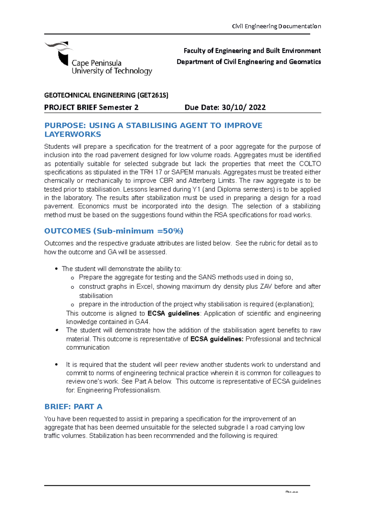 GET261s Project Brief 2nd semester - Faculty of Engineering and Built ...