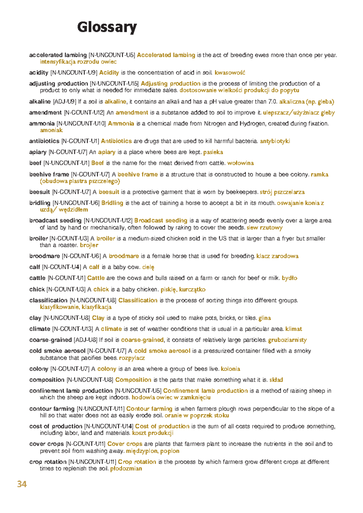 Słowniczek agriculture book 2 - accelerated lambing [N-UNCOUNT-U5 ...