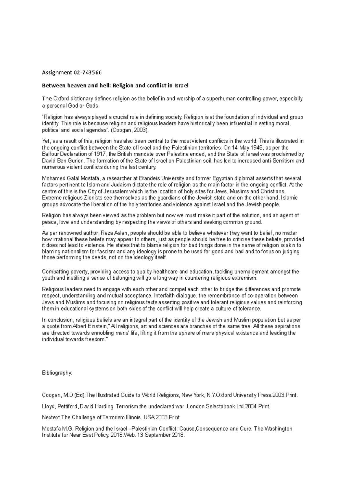 Assignment 02 743566 - Assignment 02- Between heaven and hell: Religion ...
