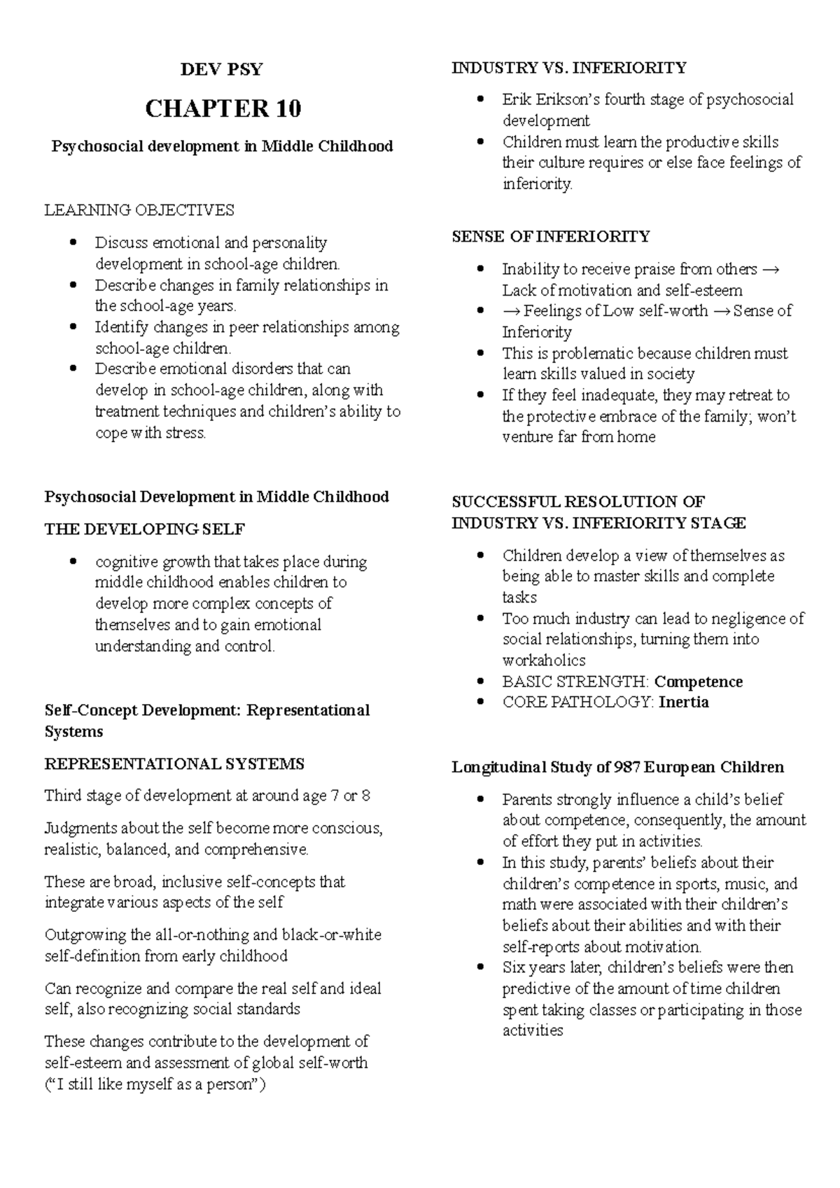 DEV PSY Chapter 10 - Developmental psychology reviewer - DEV PSY CHAPTER 10 Psychosocial ...