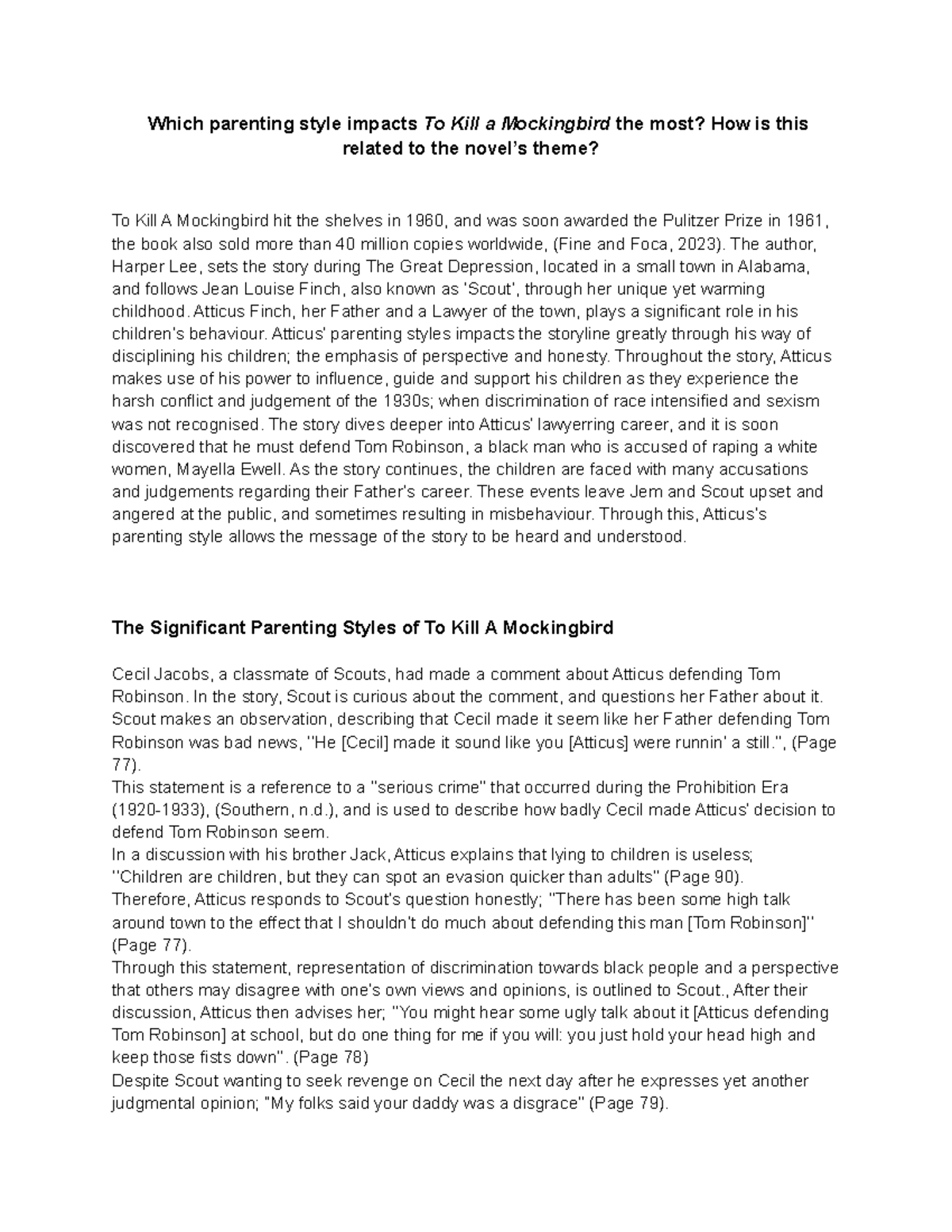 To Kill A Mockingbird - The author, Harper Lee, sets the story during ...