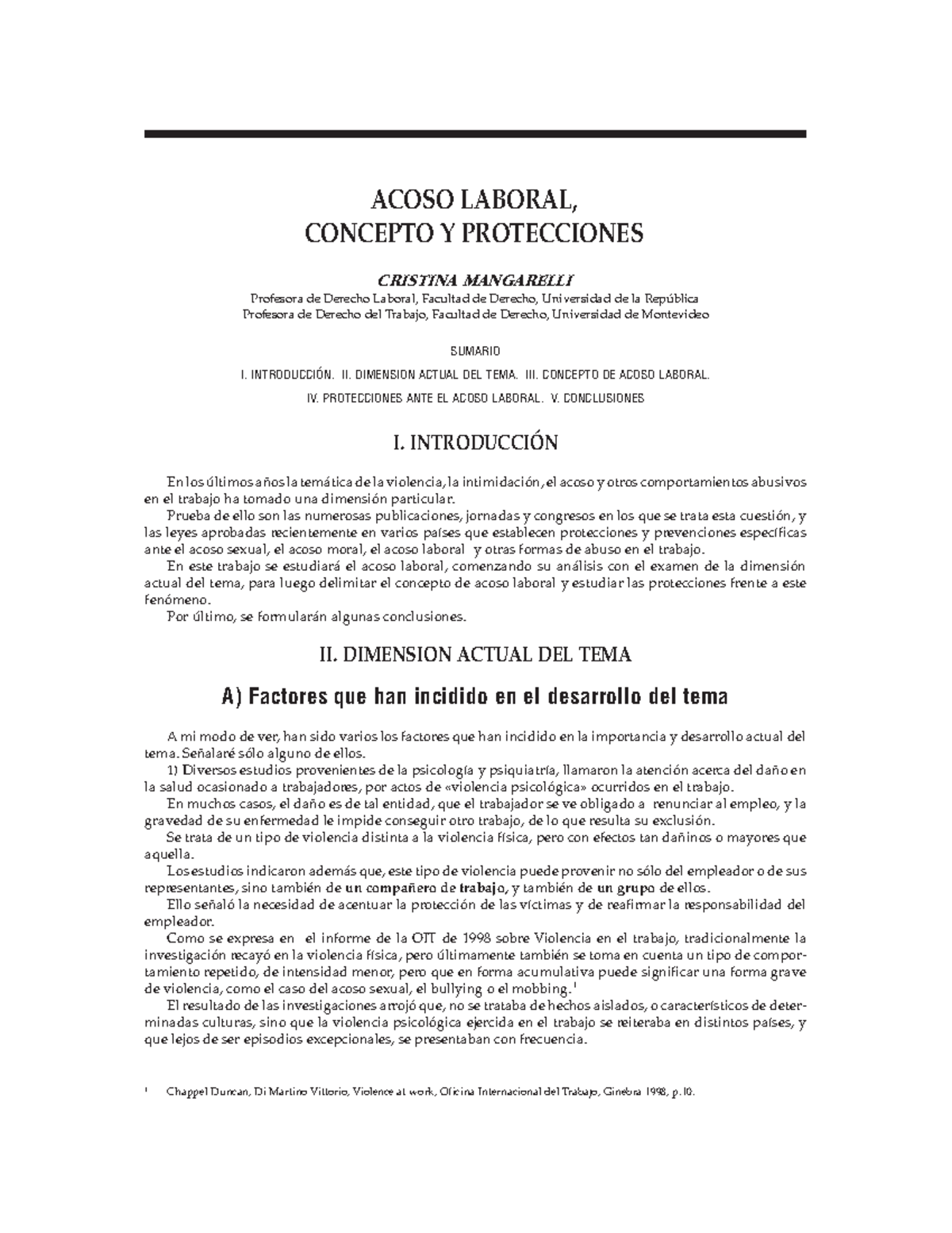Mangarelli Acoso Laboral concepto y protecciones - 67 ACOSO LABORAL ...