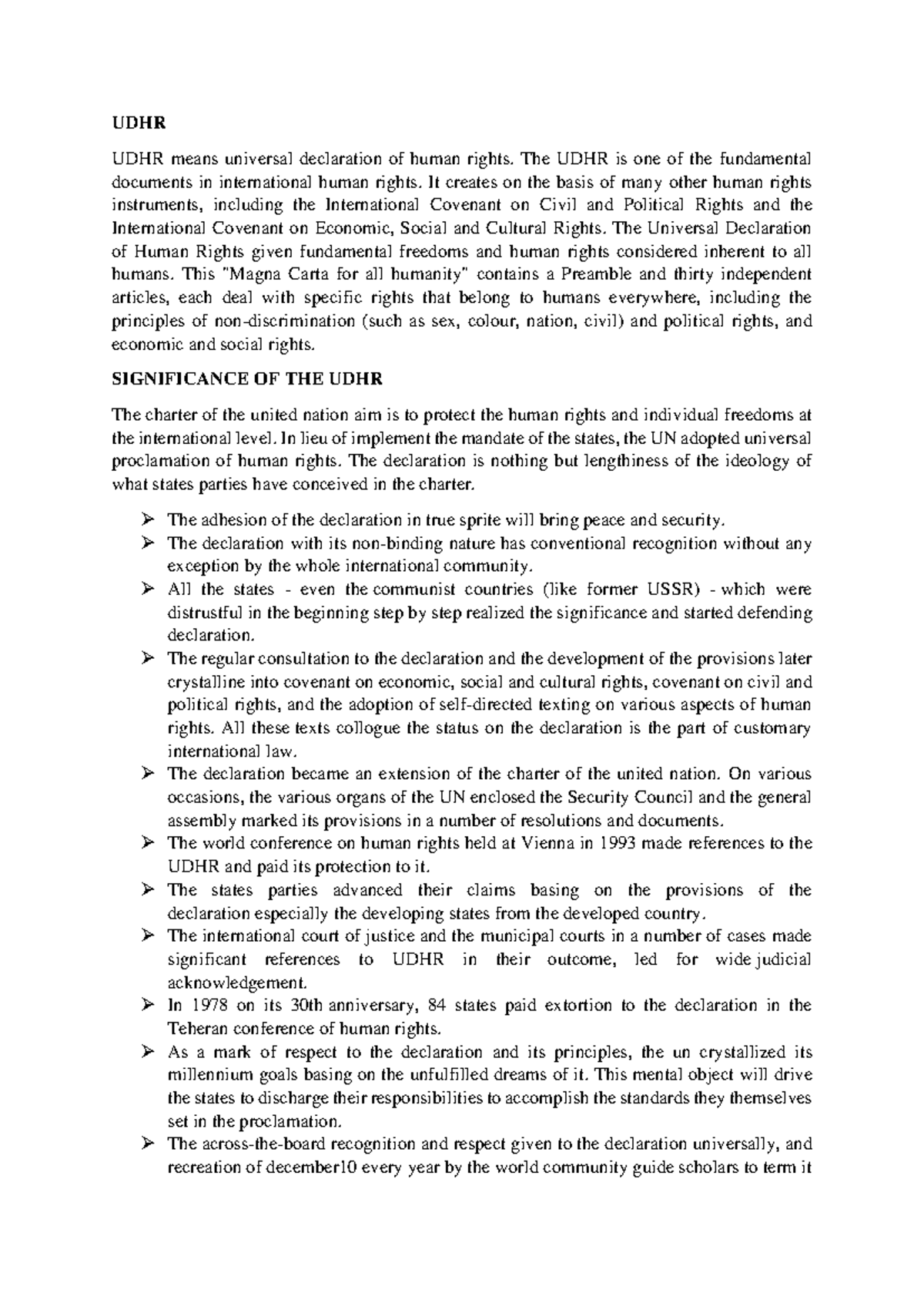 Significance-of-udhr - UDHR UDHR means universal declaration of human ...