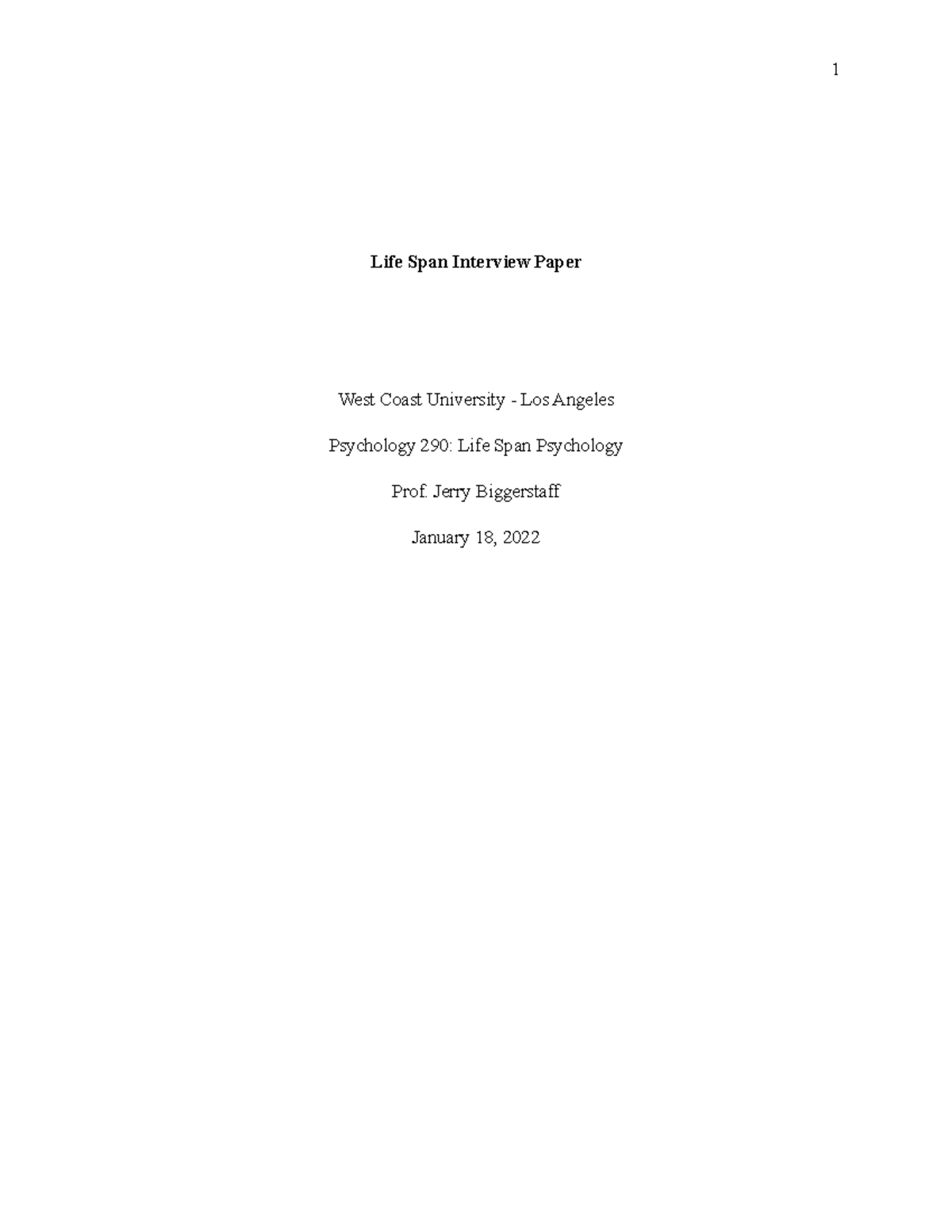 Life Span Interview - Final - Life Span Interview Paper Arseliza ...