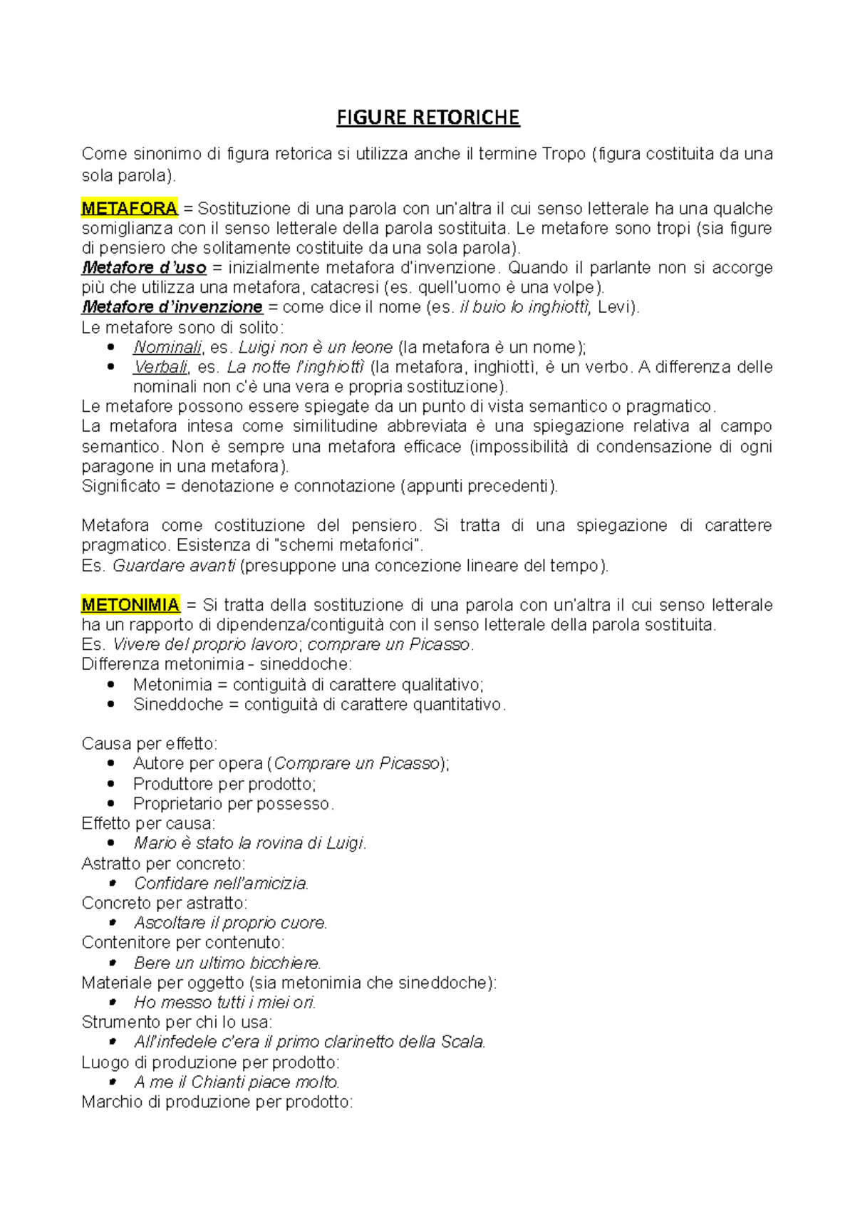Elenco Figure Retoriche ( Prima Parte Pompei) - FIGURE RETORICHE Come ...