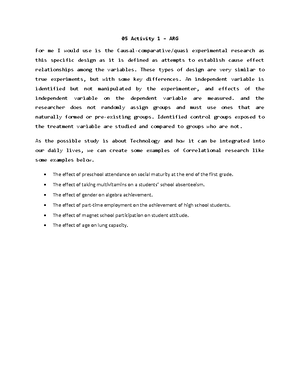 06 Task Performance 1 - ARG - Instructions: Choose one (1) topic from ...