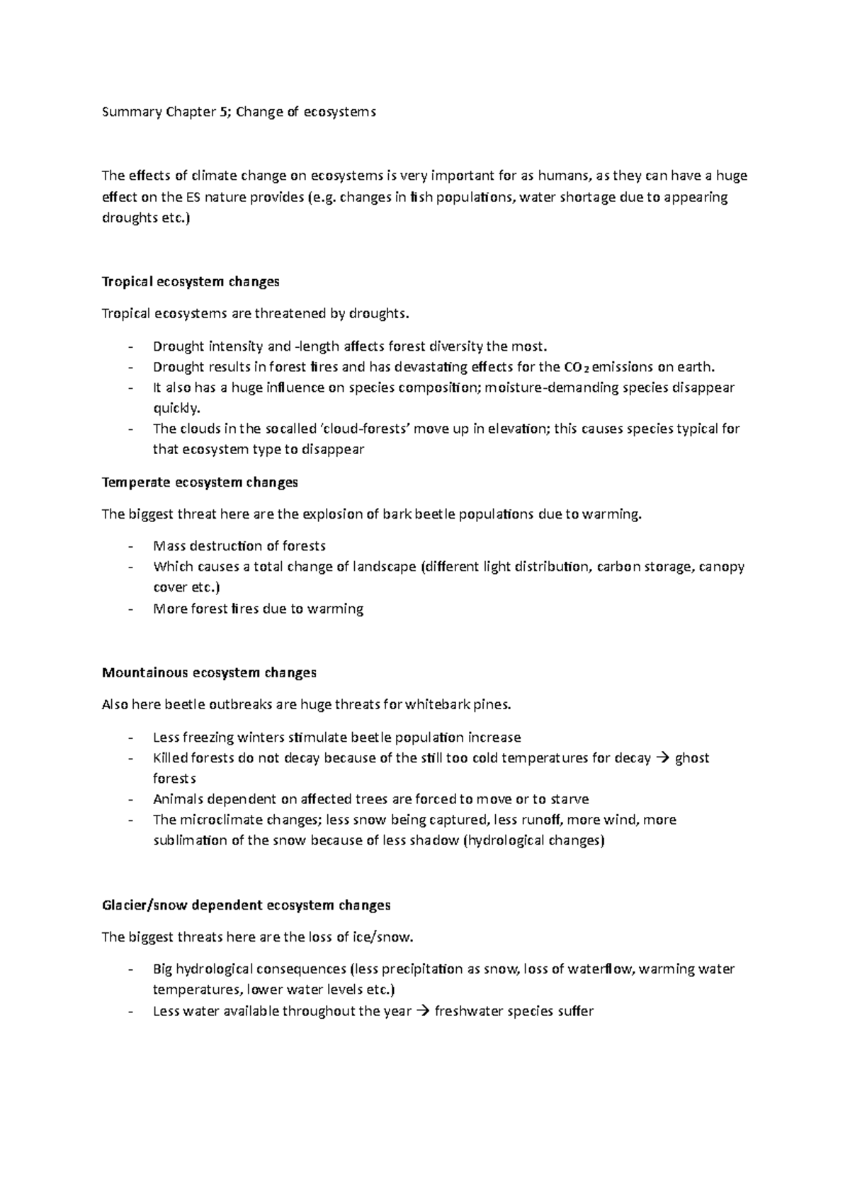 Climate change biology Ch.5 Ecosystem changes - Summary Chapter 5 ...