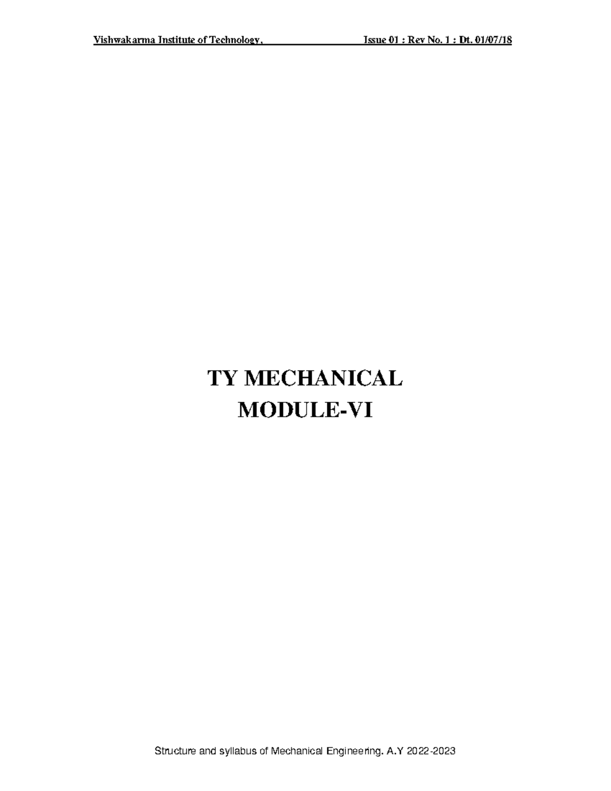 Syllabus - TY MECHANICAL MODULE-VI TY MECH. MODULE-VI AY: 2022 ...