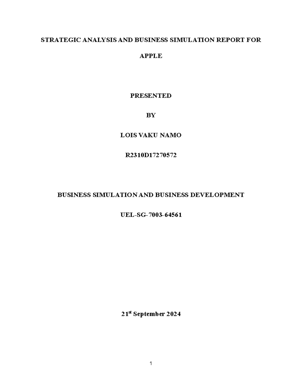 Strategic Analysis and Business Simulation Apple - STRATEGIC ANALYSIS ...