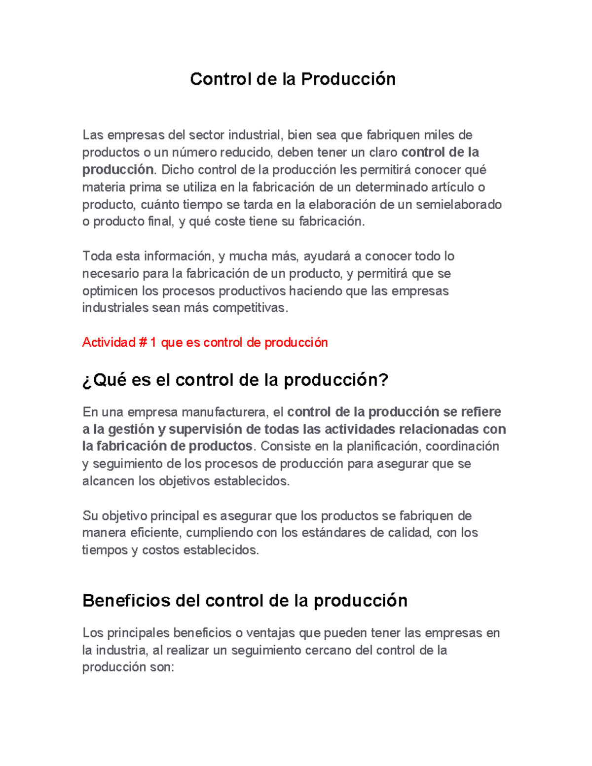 Control de la Producción - Control de la Producción ####### Las ...