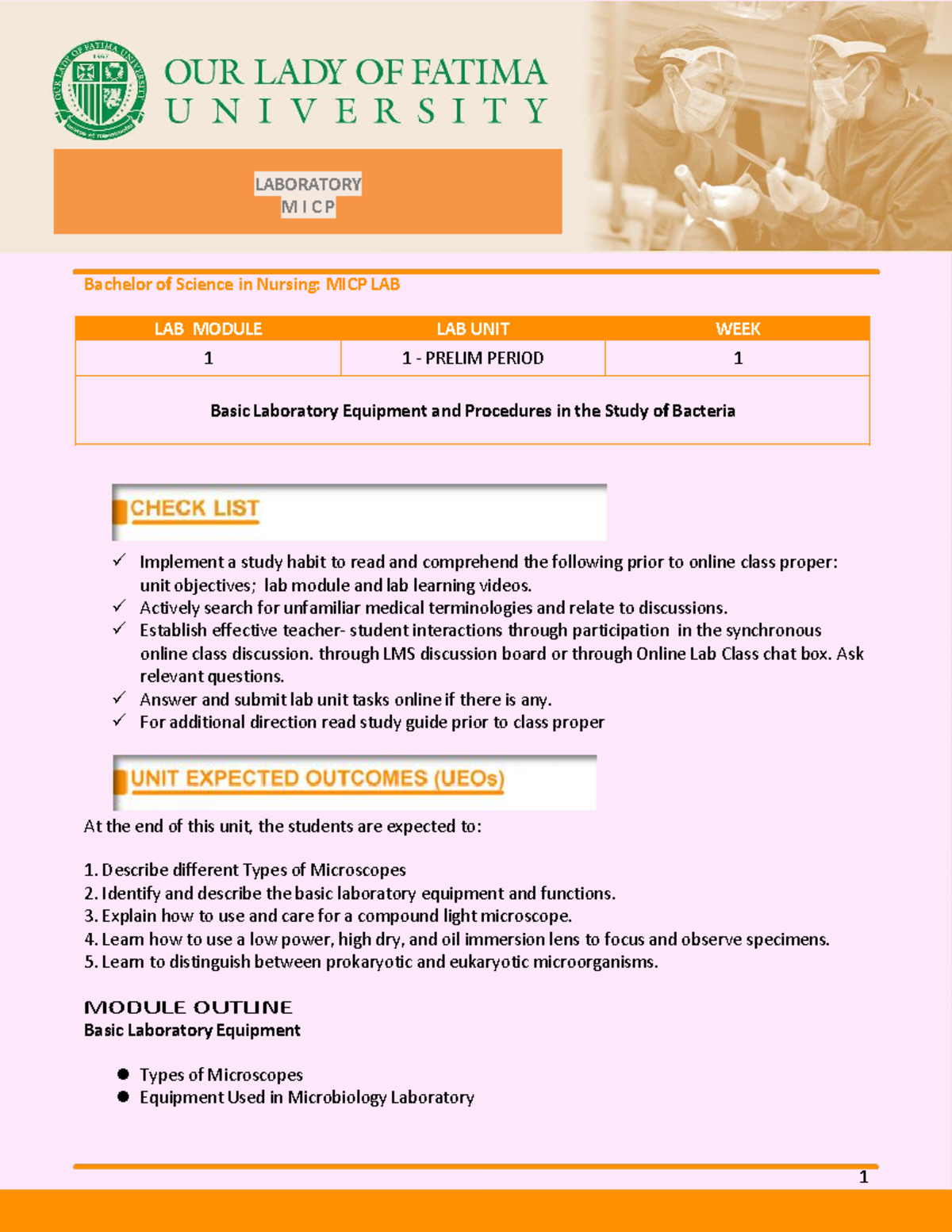 MICP LAB (WK 1) Microscope, Other Equipment, Prokayyote, Eukaryote ...
