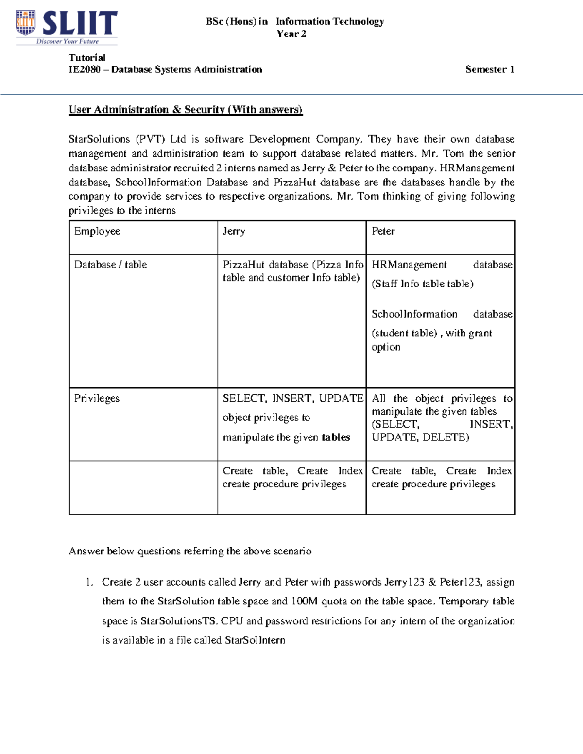 Tutorial User Administration - BSc (Hons) in Information Technology ...