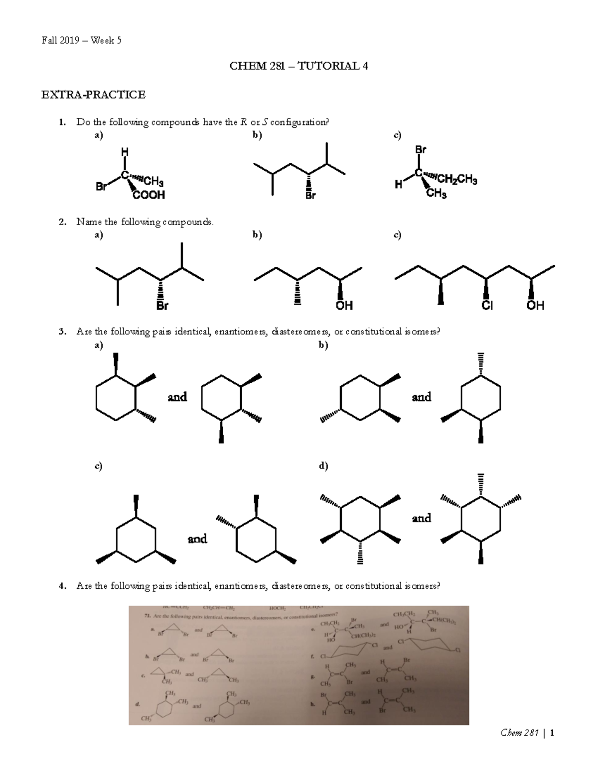 Chem 281 T - Tutorial Sheet 4 - Extra-Practice - Warning: TT: undefined ...