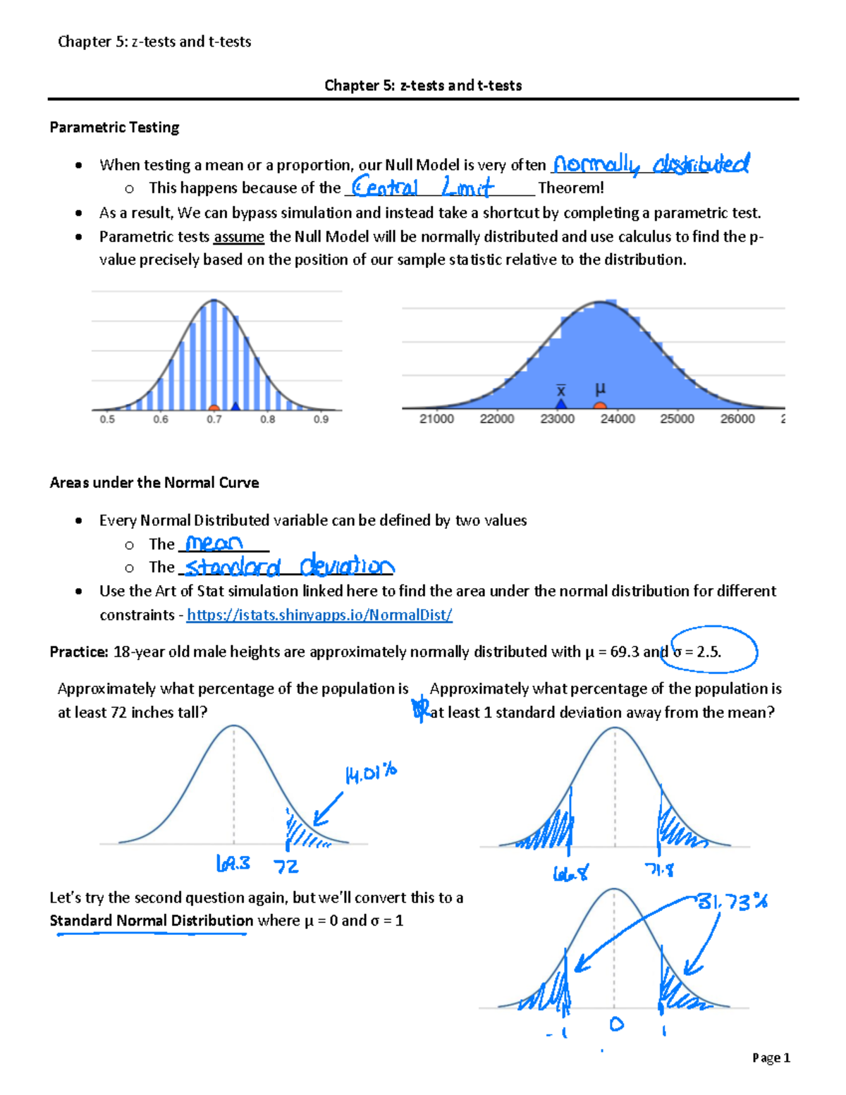 Chapter 5 - z-tests and t-tests - notes outline - Chapter 5: z-tests ...