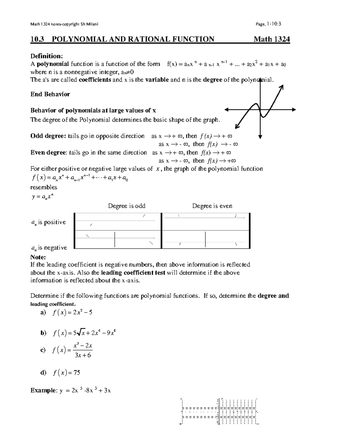 1324 (10 - Professor Milani Math 1324 10.3 Notes - 10 POLYNOMIAL AND ...