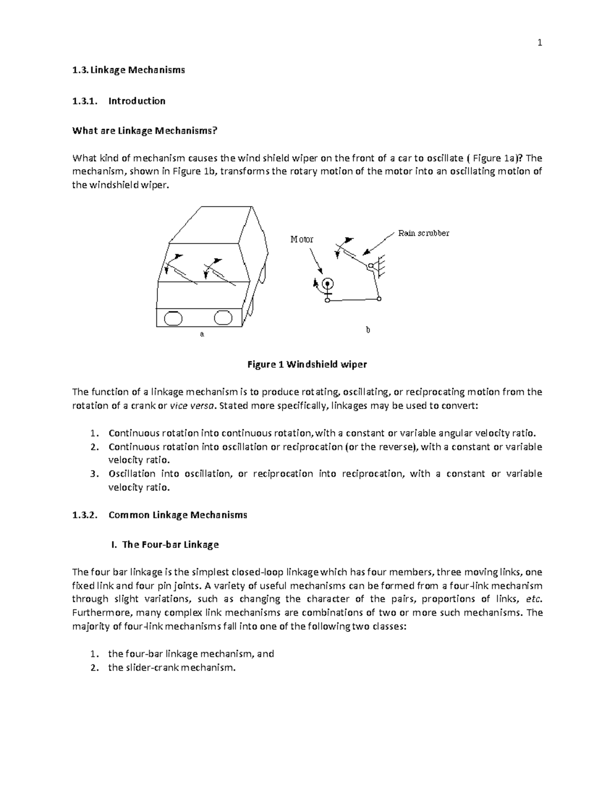 1.3. Linkage Mechanisms - 1. Linkage Mechanisms 1. Introduction What ...