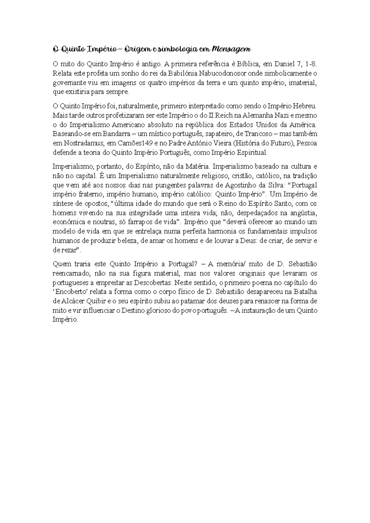 Quinto império - designação e significado na Mensagem - O Quinto ...
