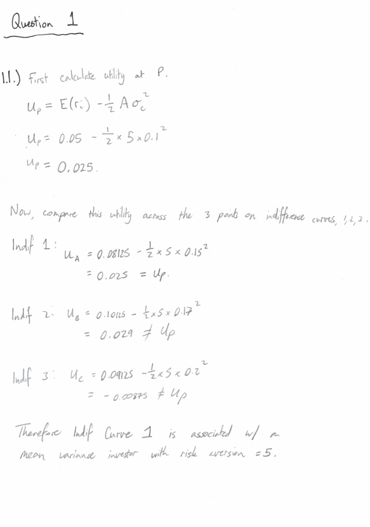 Utility question - solution - FNCE30001 - Studocu