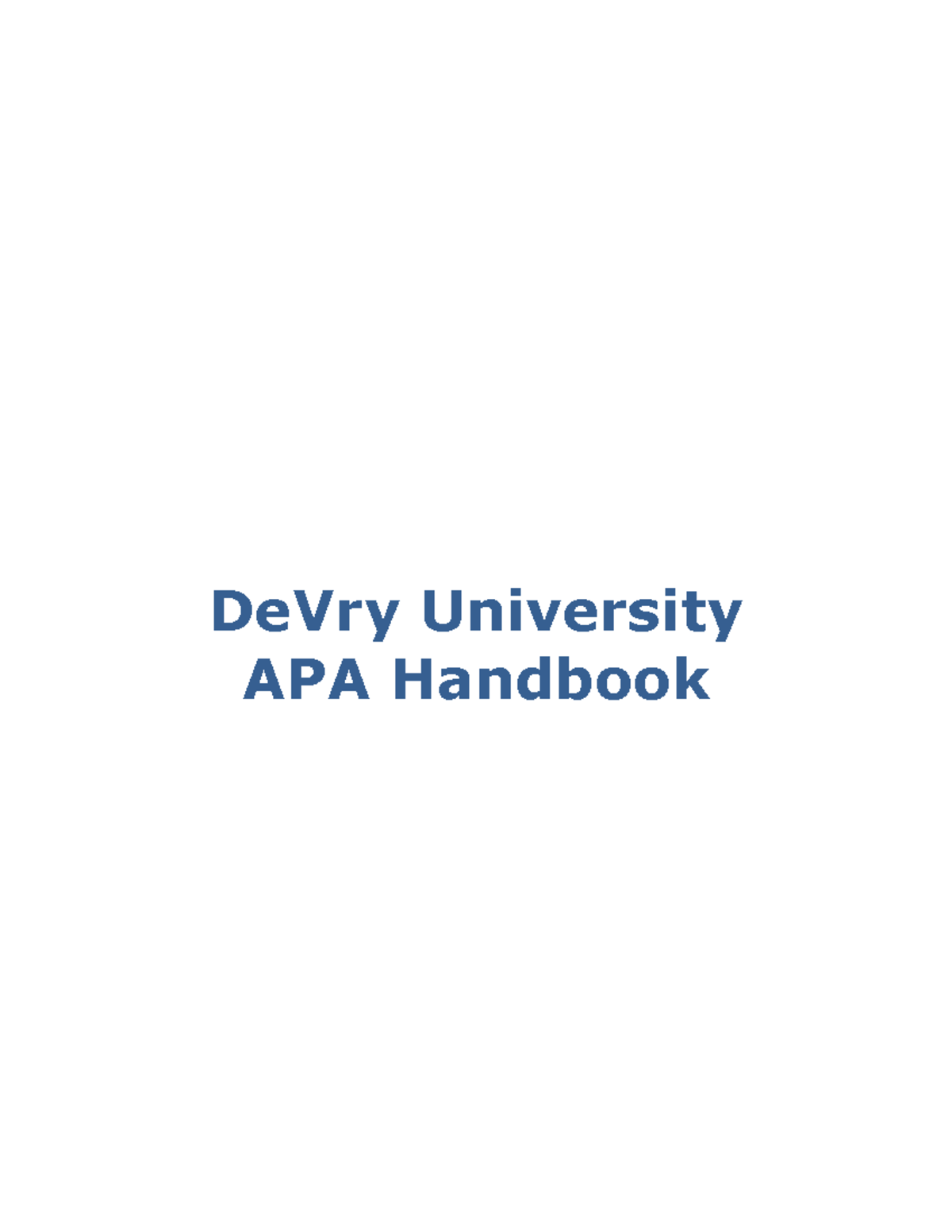 DVUO APA Handbook - DeVry University APA Handbook ii Introduction ...