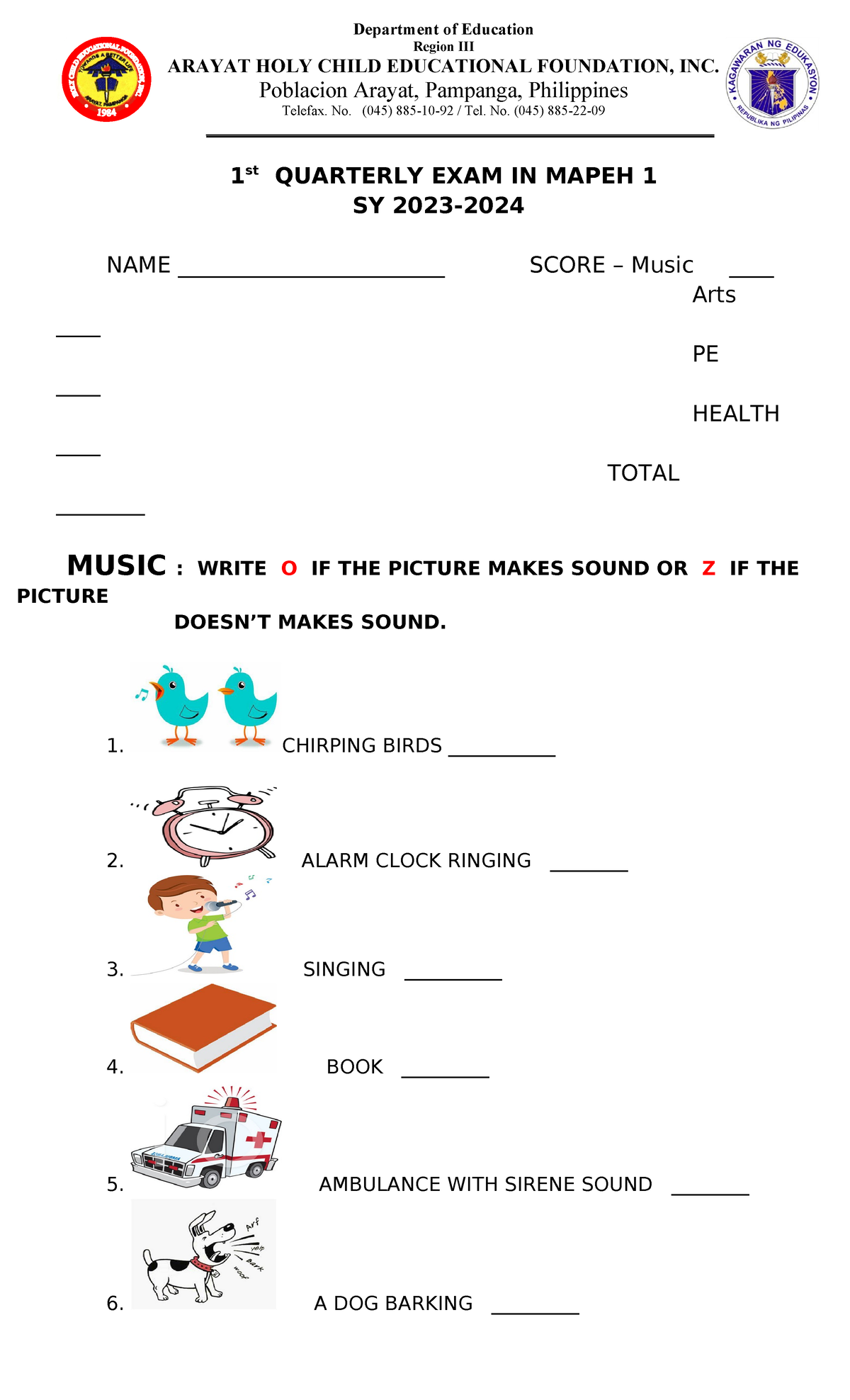 MAPEH 1 - Lecture - Department of Education Region III ARAYAT HOLY ...