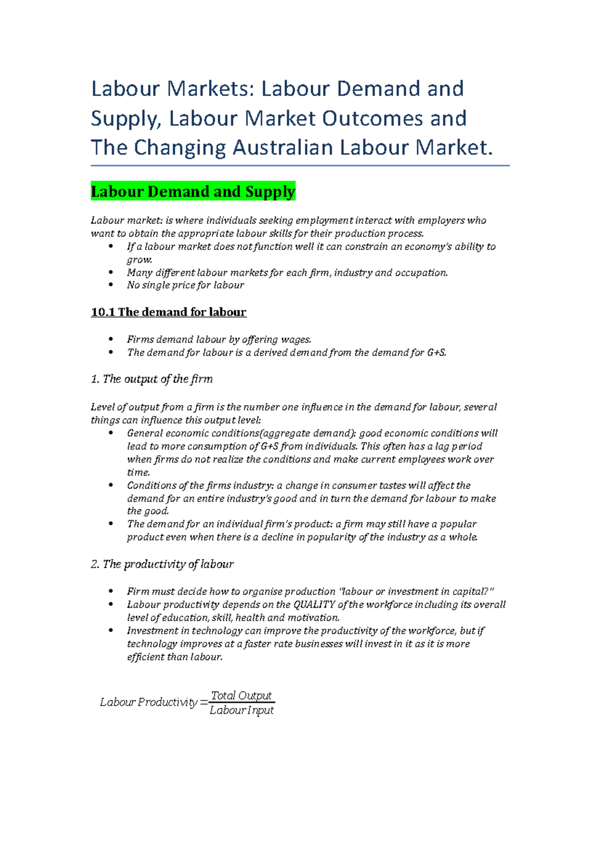 Labour Market Economics - Labour Markets: Labour Demand and Supply ...