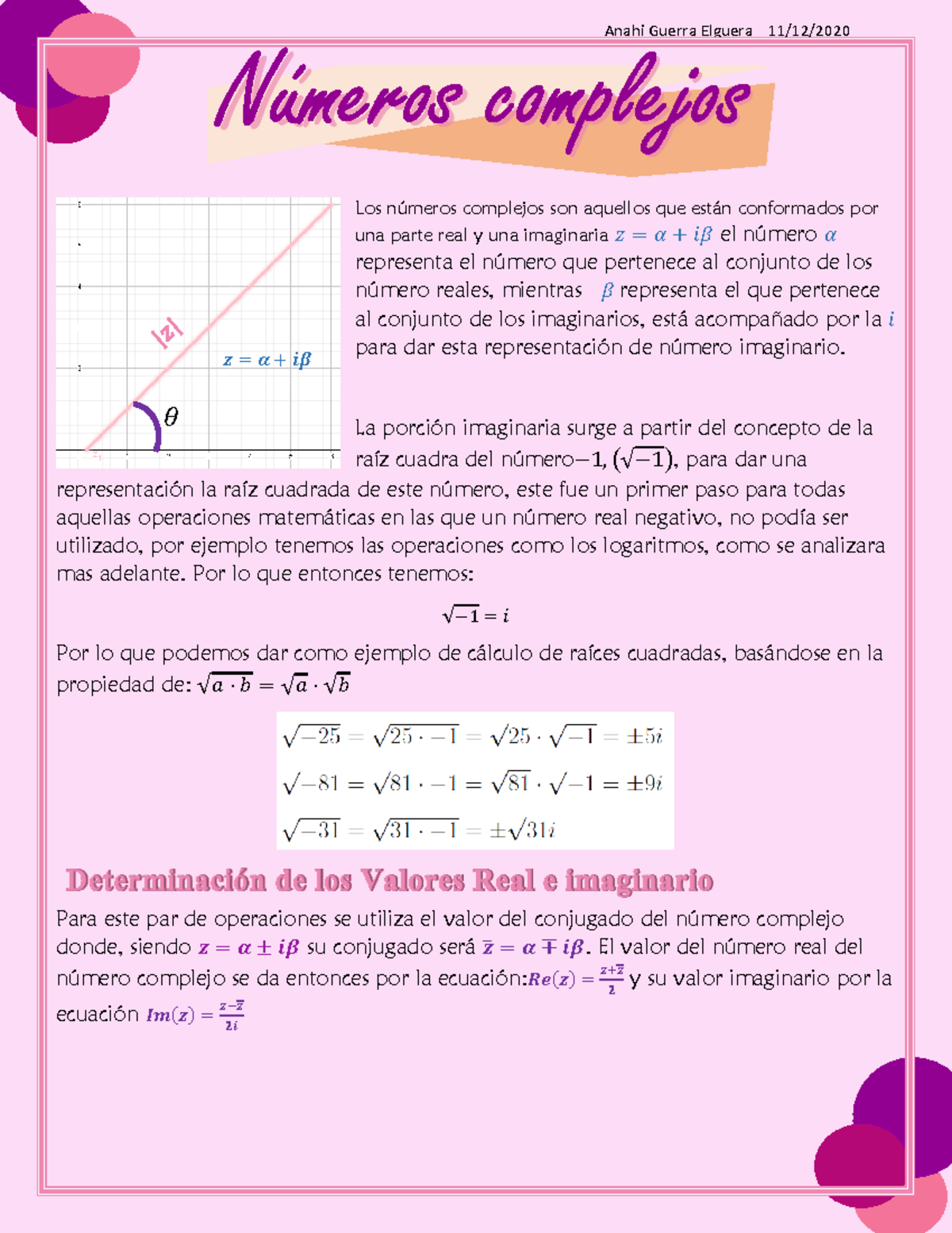Variable Compleja - Los números complejos son aquellos que están conformados por una parte real ...