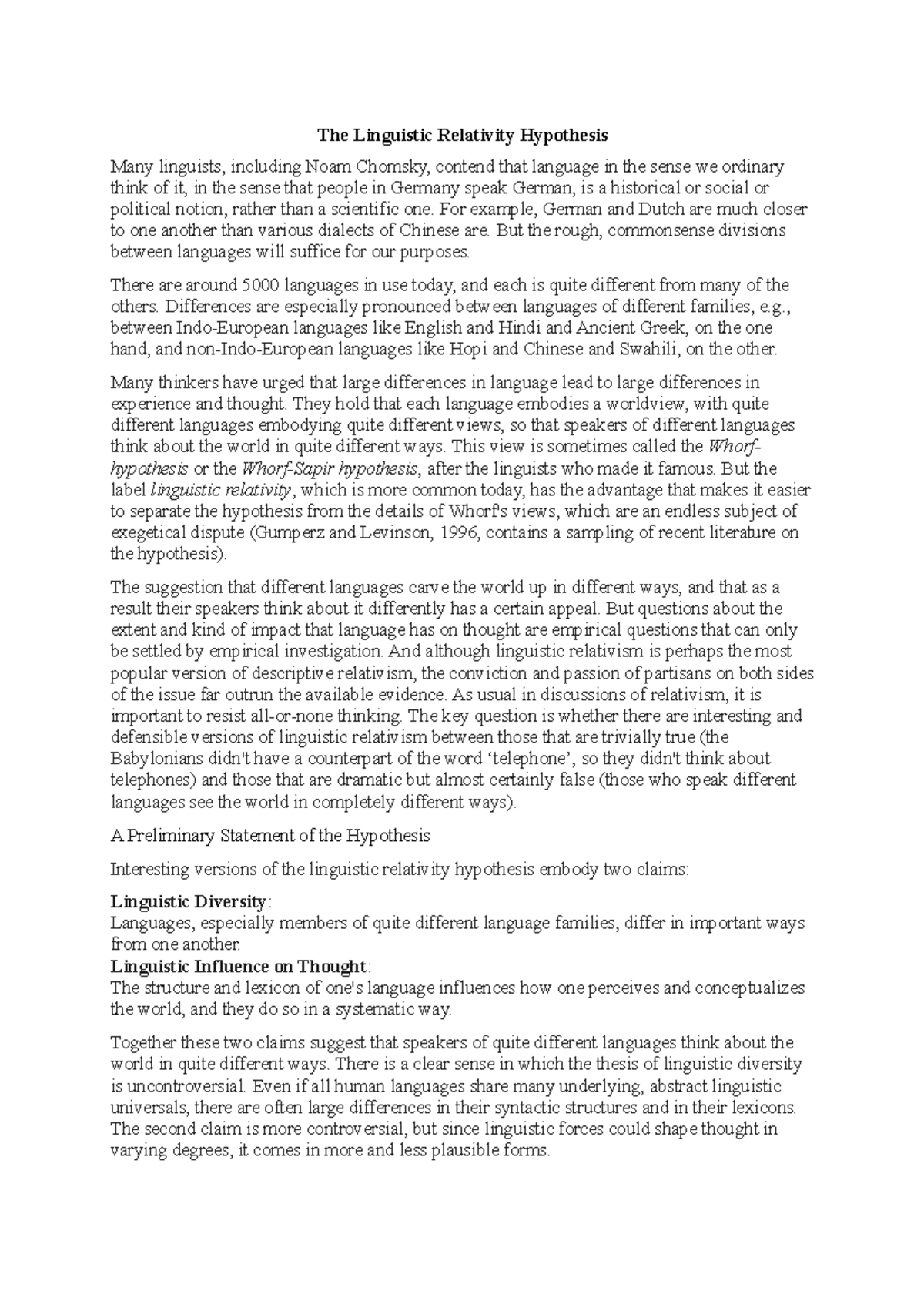 The Linguistic Relativity Hypothesis - For example, German and Dutch ...