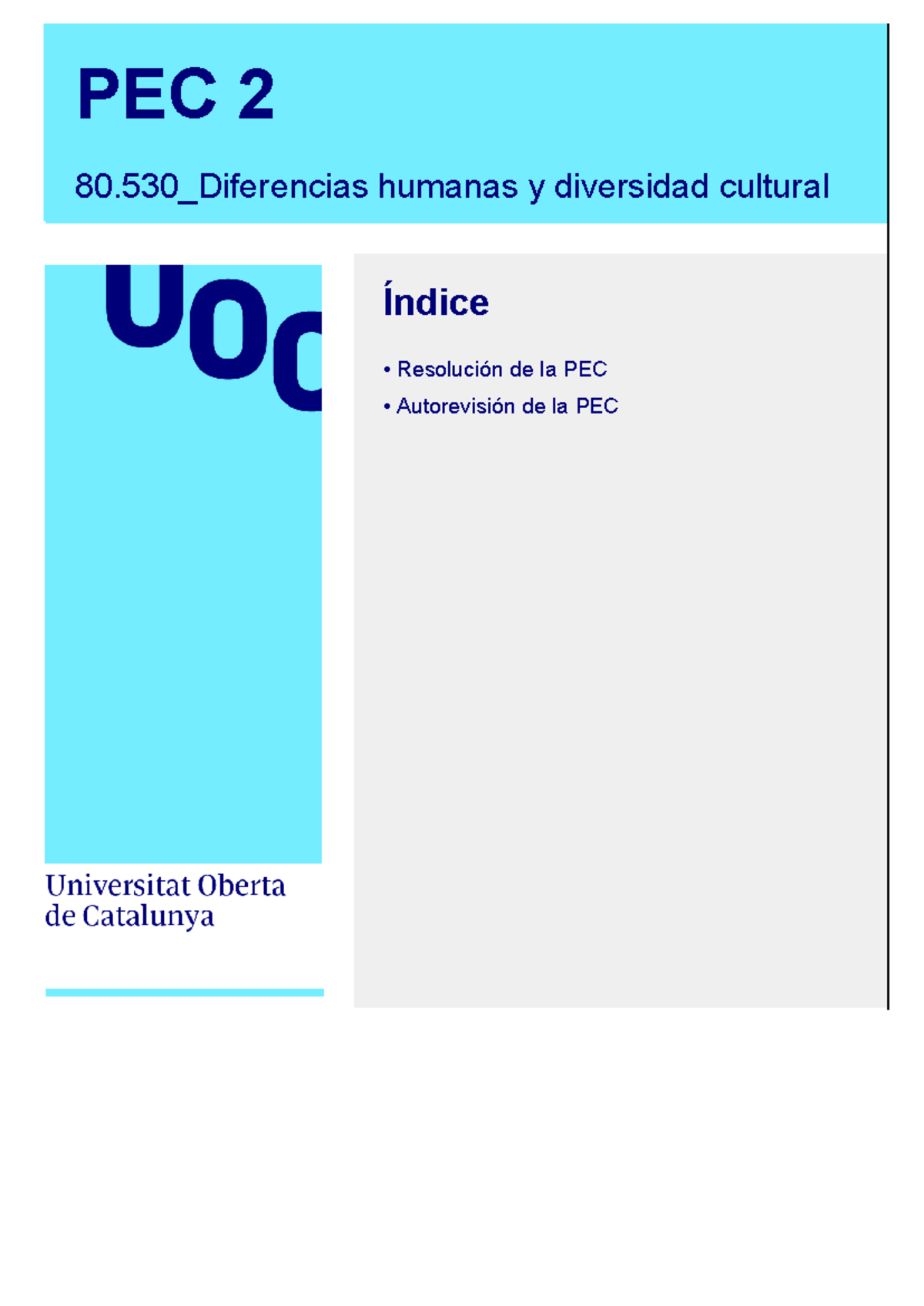 PEC 2, Diferencias humanas - PEC 2 80_Diferencias humanas y diversidad cultural Índice ...