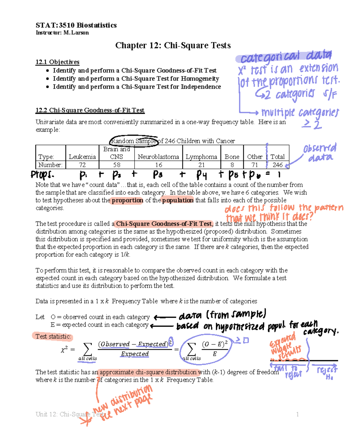 2020-biostatistics-lecture notes chapter 12 - Unit 12: Chi-Square Tests ...