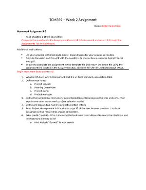 Chapter 4 Assignment Tcm359 Chapter 4 Assignment Name Enter Name