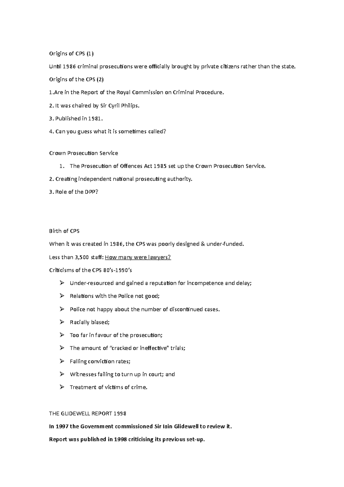 Week 9 - The CPS - Lecture notes 9 - Origins of CPS (1) Until 1986 ...