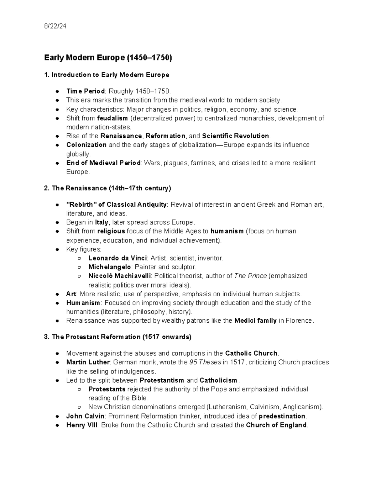 Early Modern Europe (1450–1750) - 8/22/ Early Modern Europe (1450–1750 ...