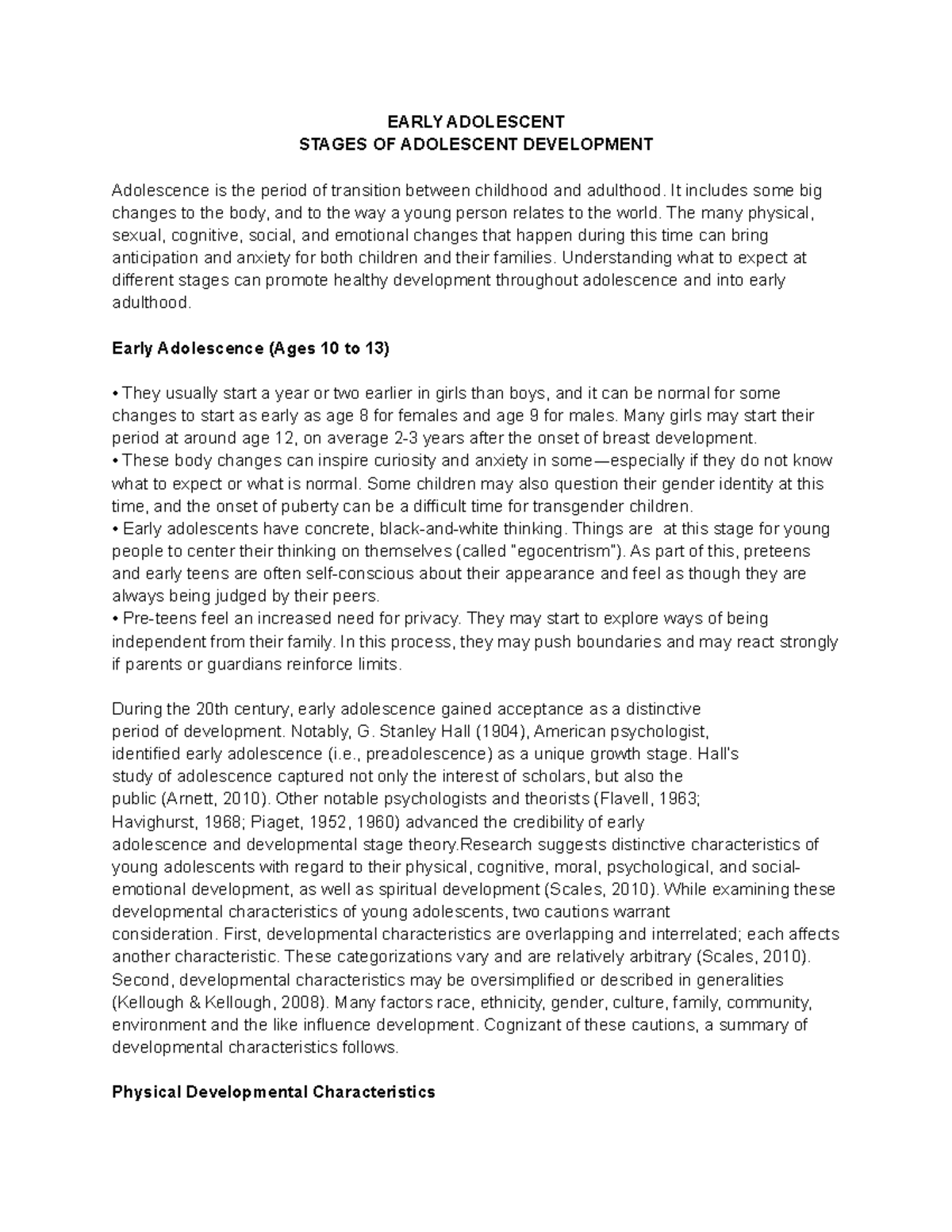 Educ 100 Early Adolescent- Stages OF Adolescent Development - EARLY ...