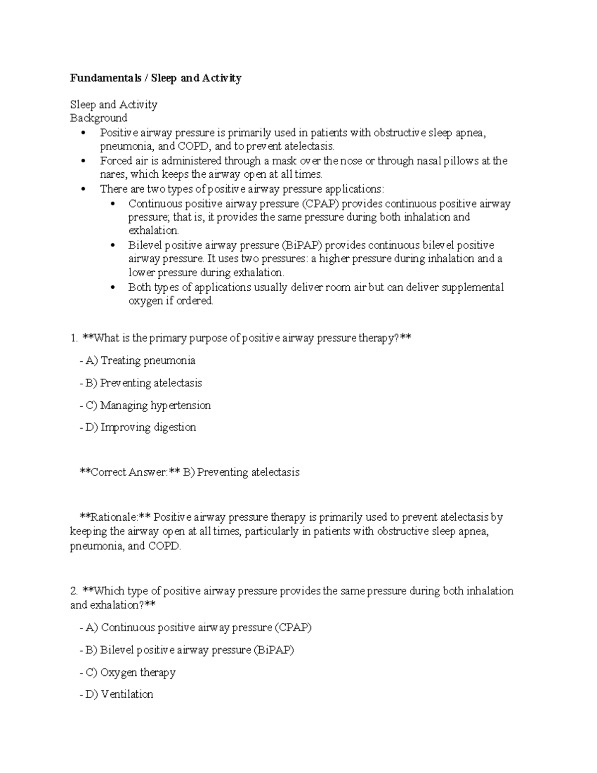 Sleep and activity - Fundamentals / Sleep and Activity Sleep and ...