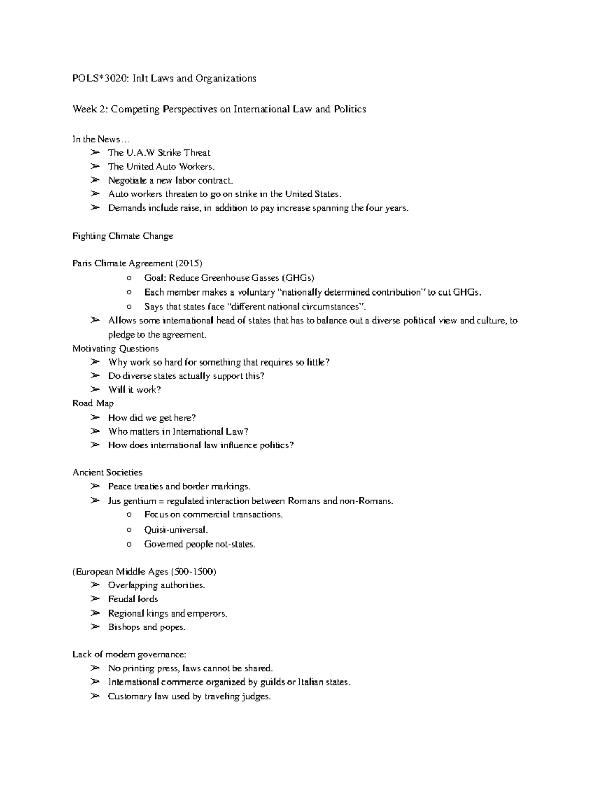 POLS 3020 Course - POLS*3020: Inlt Laws and Organizations Week 2 ...