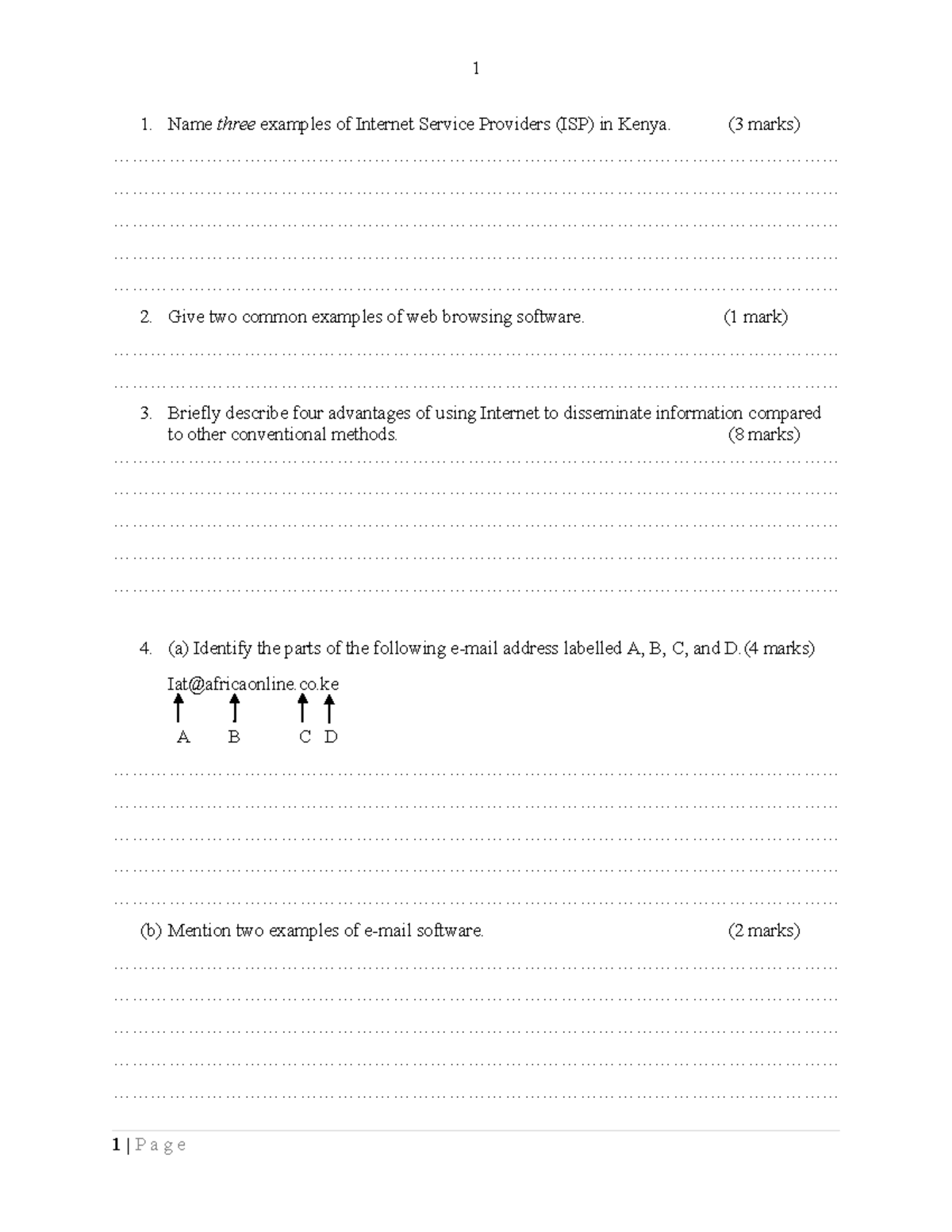 F2 - goood - 1 Name three examples of Internet Service Providers (ISP ...