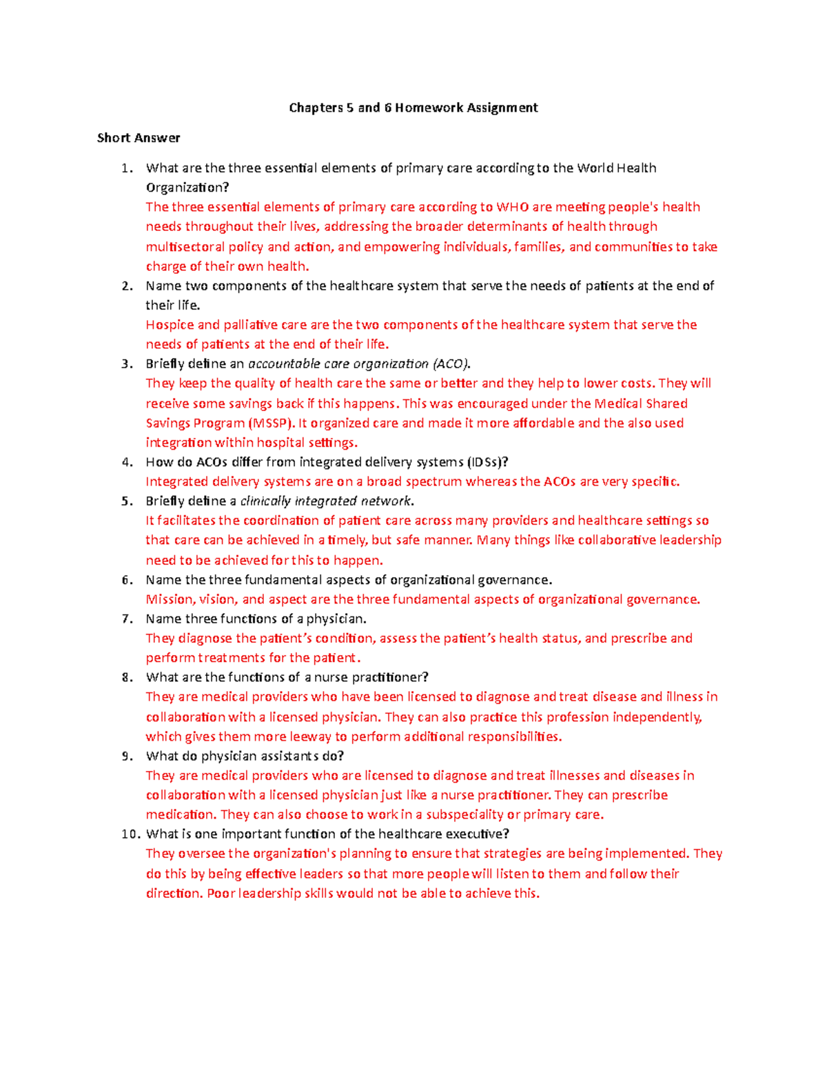 Chapters 5 and 6 Homework Assignment - Chapters 5 and 6 Homework Assignment Short Answer What ...