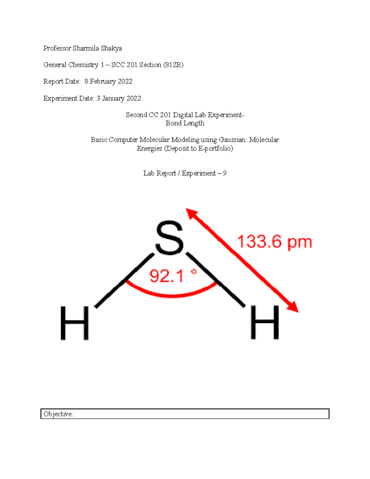 Lab 9 - Gaussian experiment - Professor Sharmila Shakya General ...