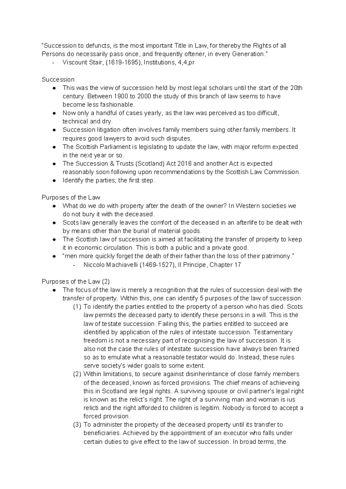 Succession notes - mkkmk - “Succession to defuncts, is the most ...