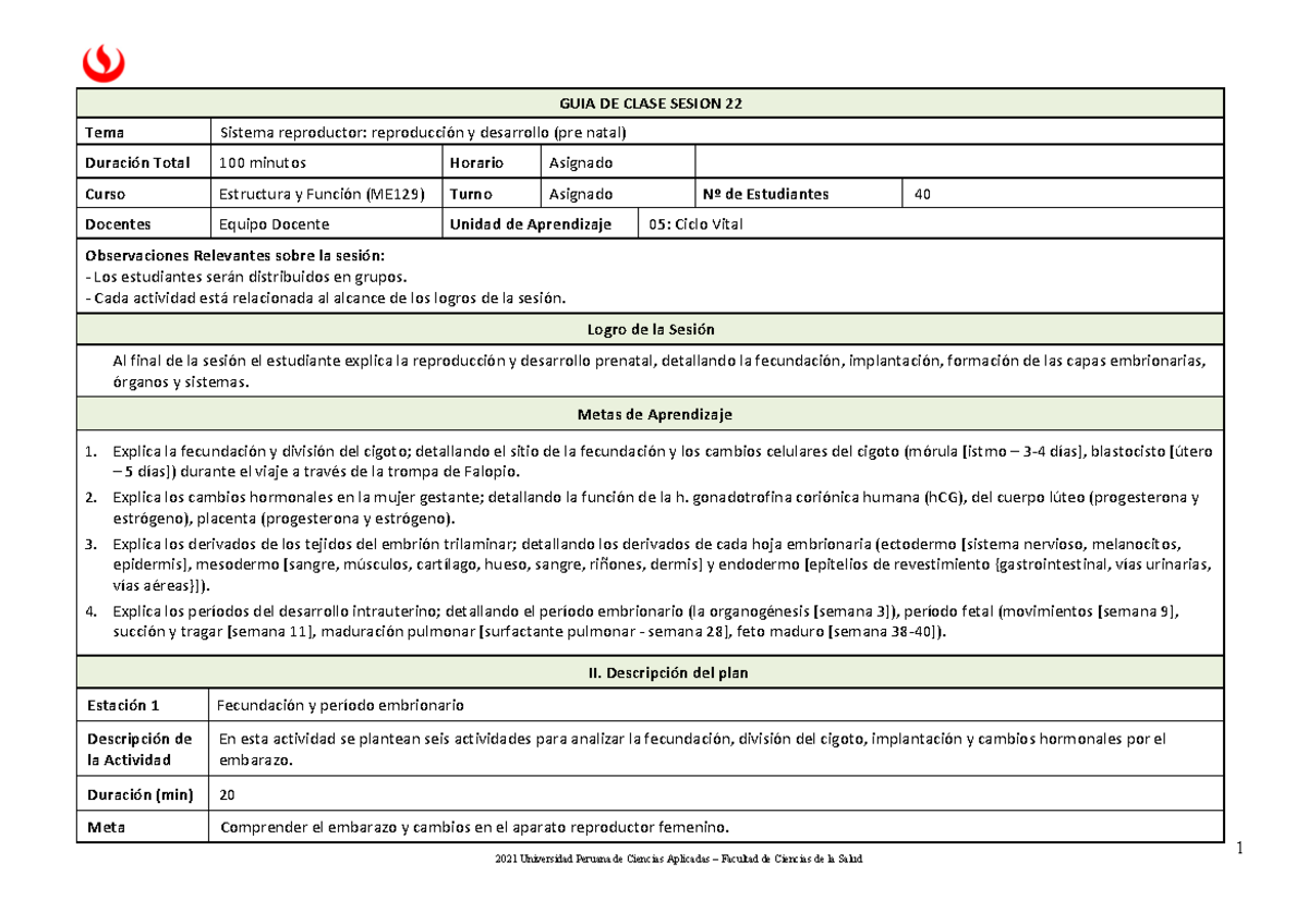 ME129 Sesión 22 Guía de Clase - GUIA DE CLASE SESION 22 Tema Sistema ...