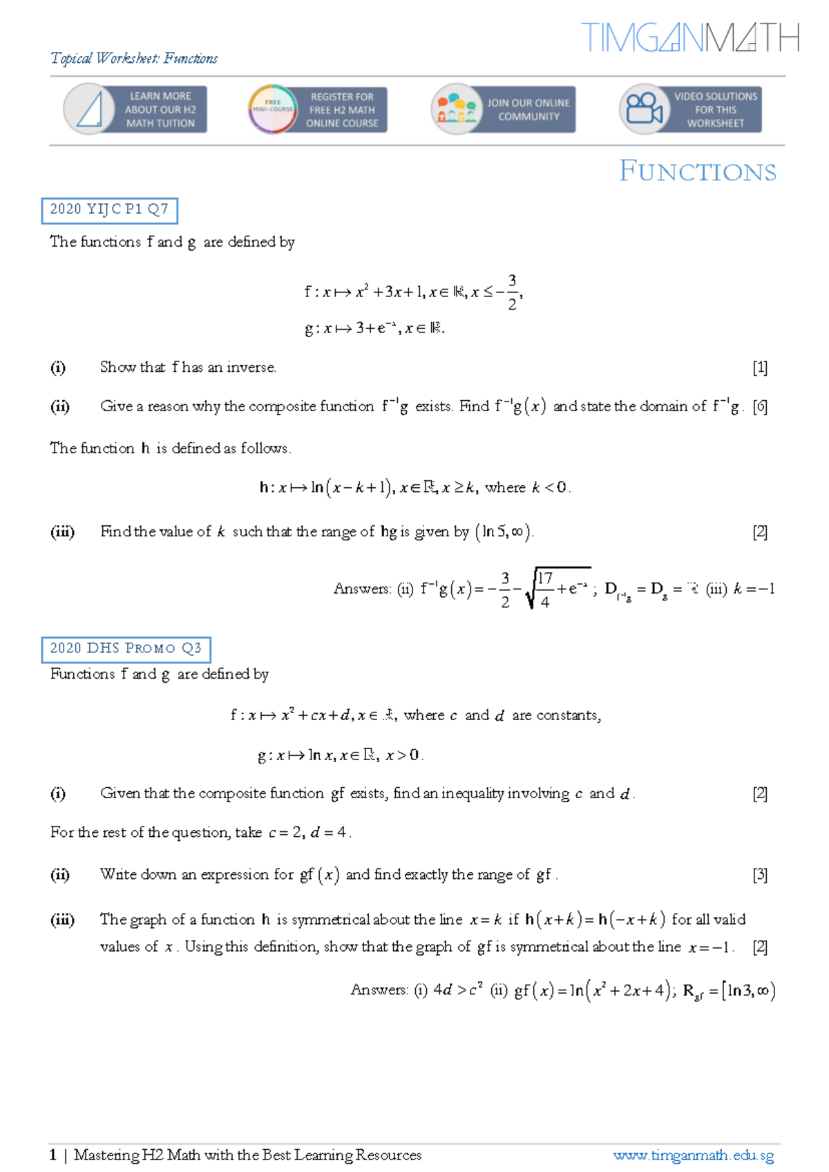 566130273 H2 Math Topical Worksheet Functions - Topical Worksheet: Functions 1 | Mastering H2 ...