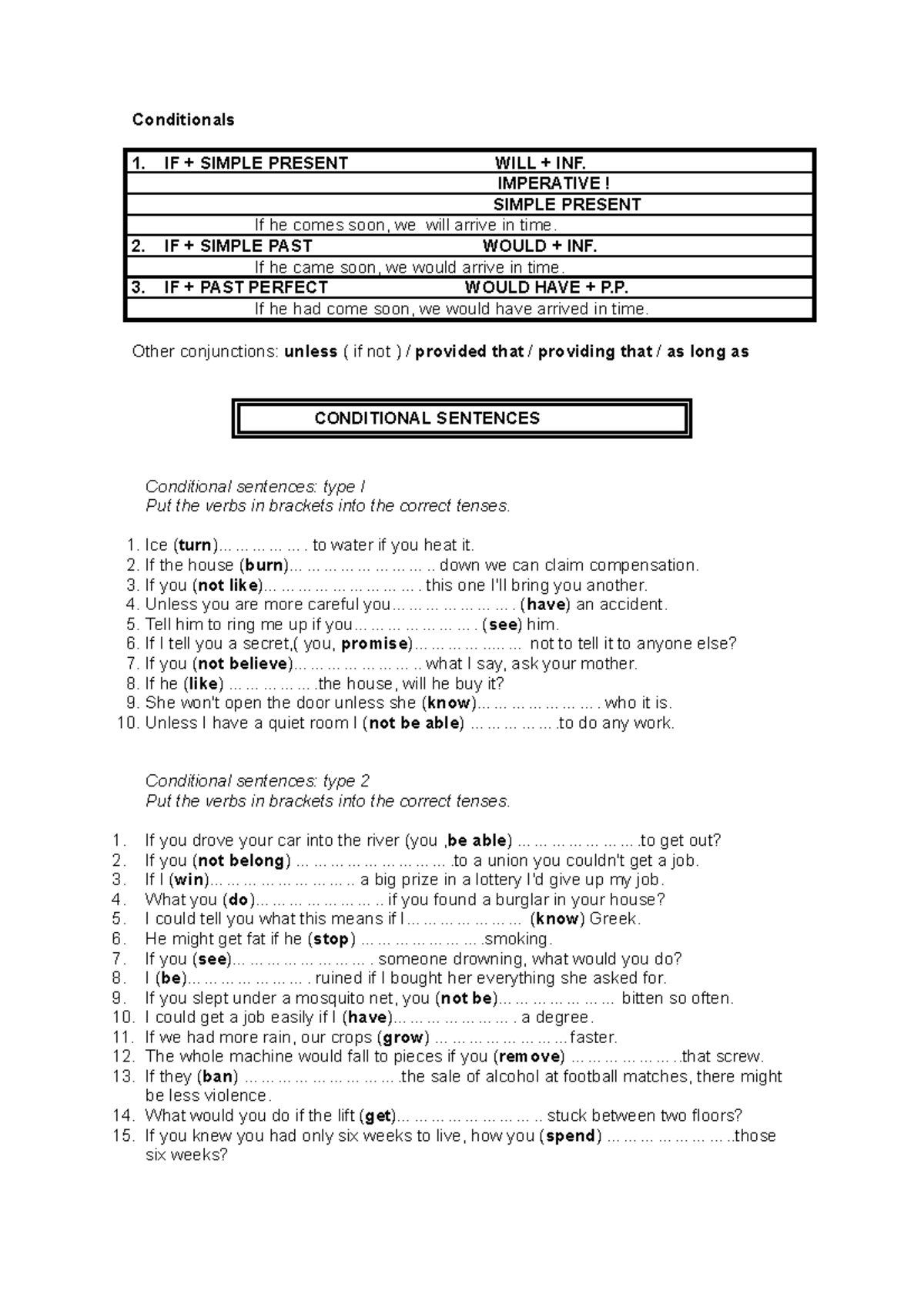 Conditionals - didk djfn fdsjdsf - Lengua I: Gramática - UBA - Studocu