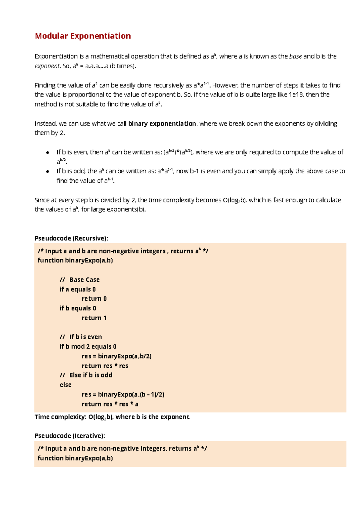 GP-CP-Modular Exponentiation - Modular Exponentiation Exponentiation is a mathematical operation ...