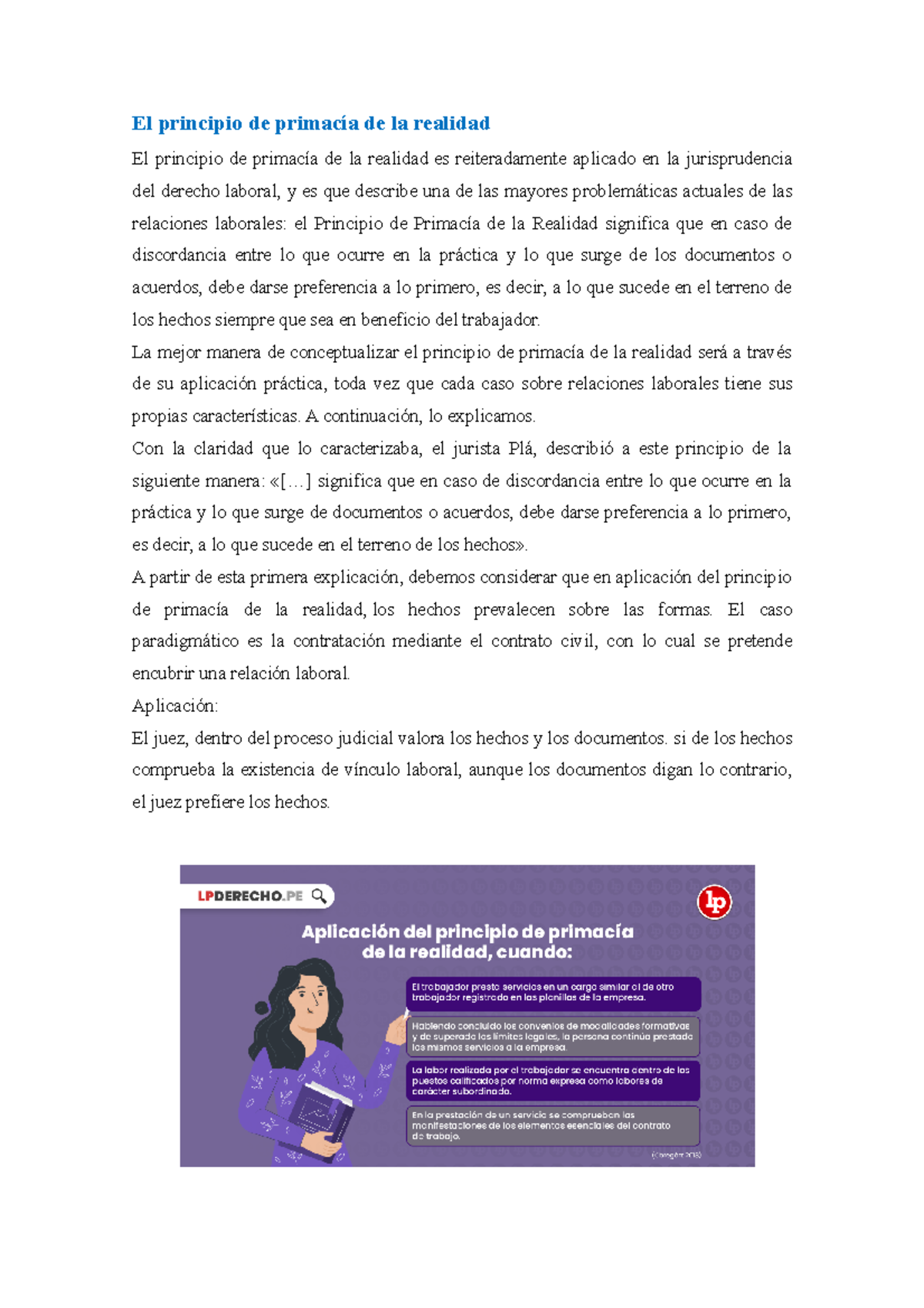 El principio de primacía de la realidad - El principio de primacía de ...