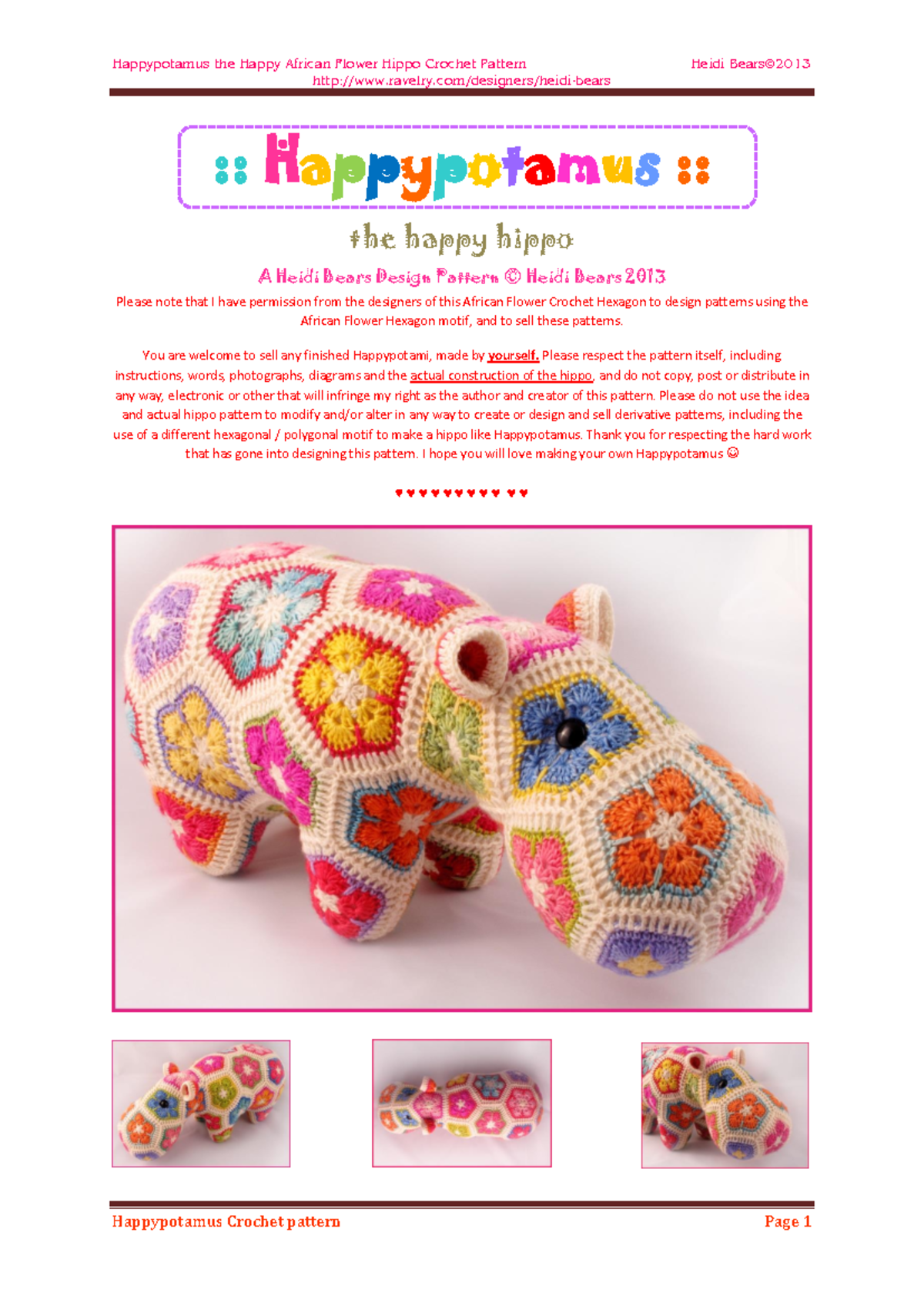 Happypotamus - Ytiugh hjjji - ravelry/designers/heidi-bears ...