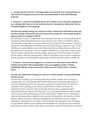 DKM3 TASK 3 Teacher- Student Interactions AND Reflection - A. Write a ...