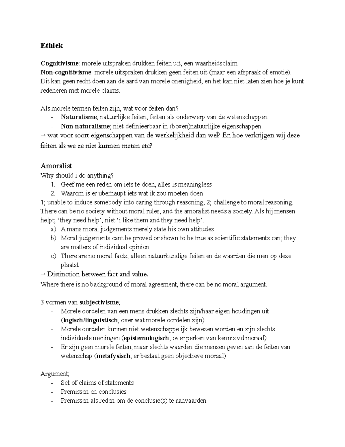 filosofie: wijsgerige ethiek samenvatting - Ethiek Cognitivisme ...