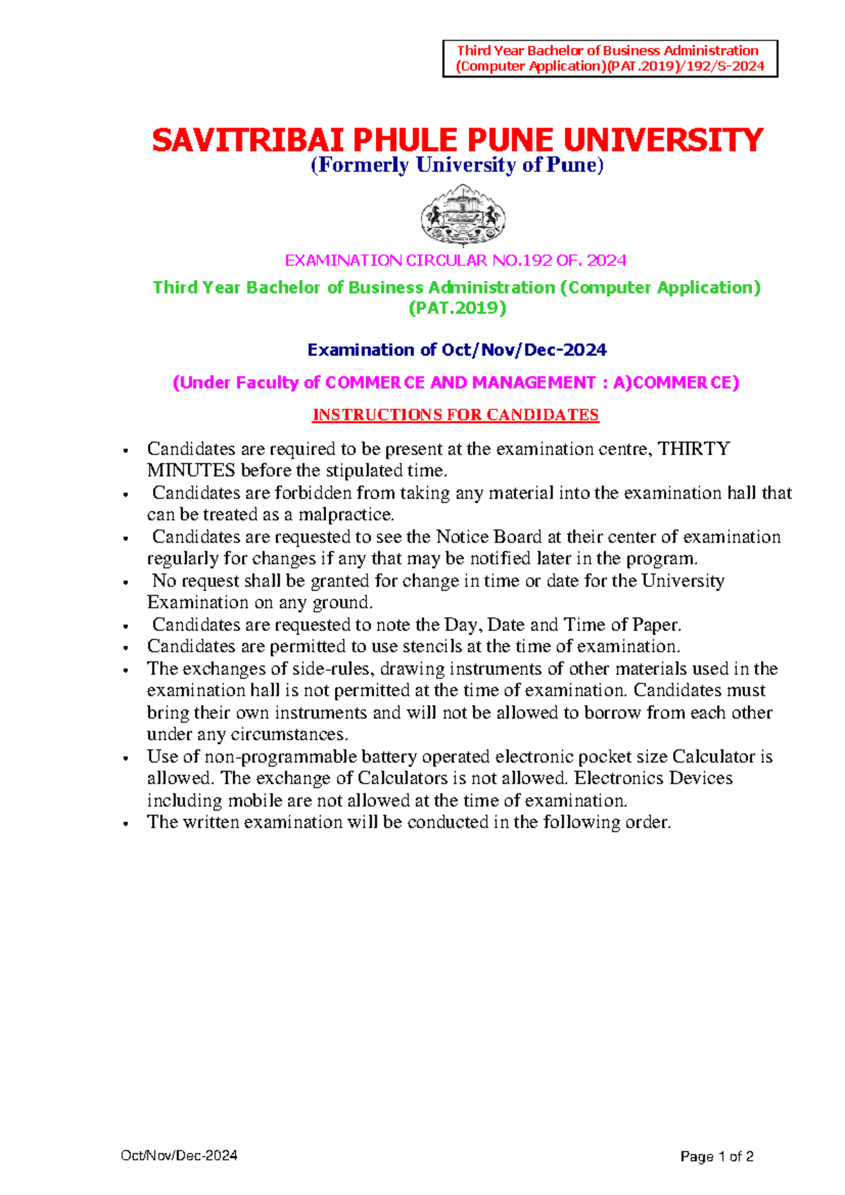 Third Year Bachelor-of-Business-Administration-(Computer-Application)(2019 ) Pattern ...