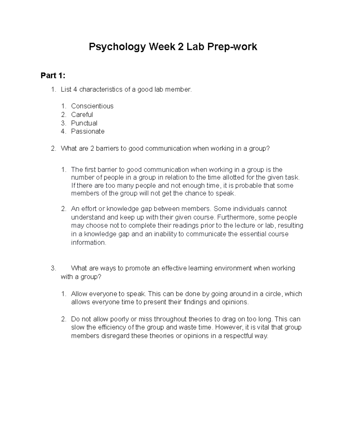 Psychology Week 2 Lab Prep - Psychology Week 2 Lab Prep-work Part 1: List 4 characteristics of a ...